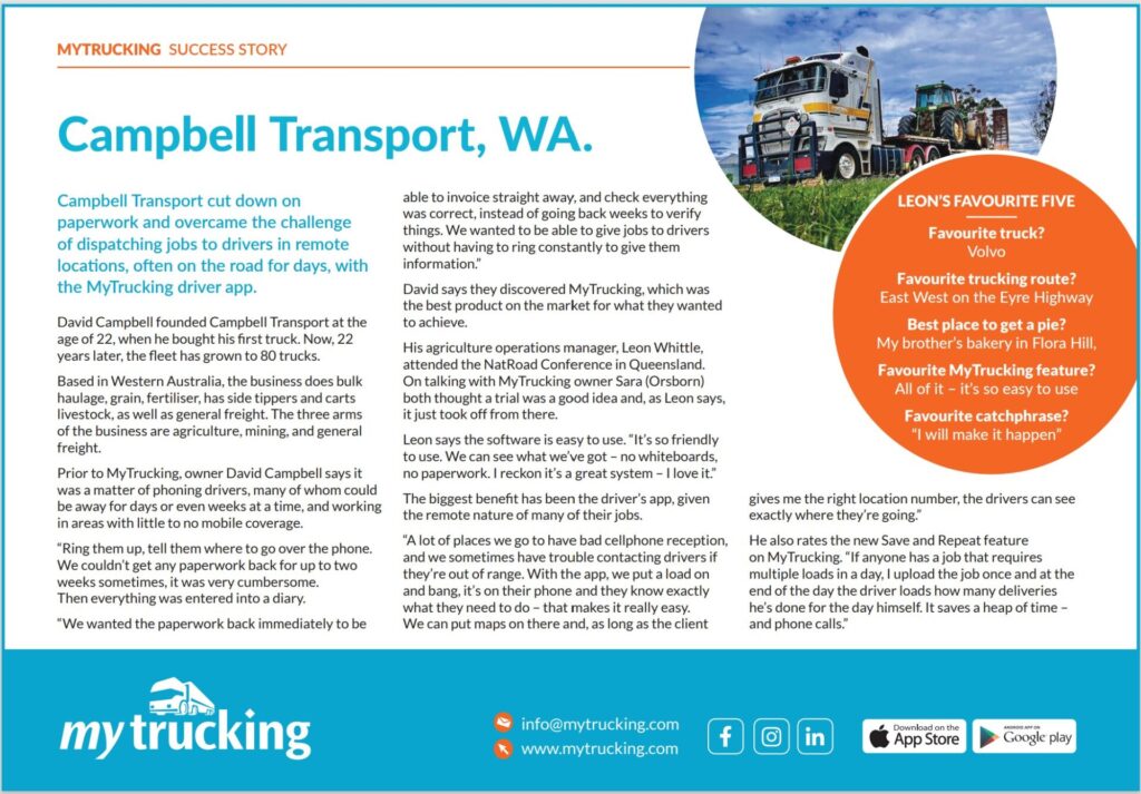 Meet the truckers - Campbell Transport - MyTrucking